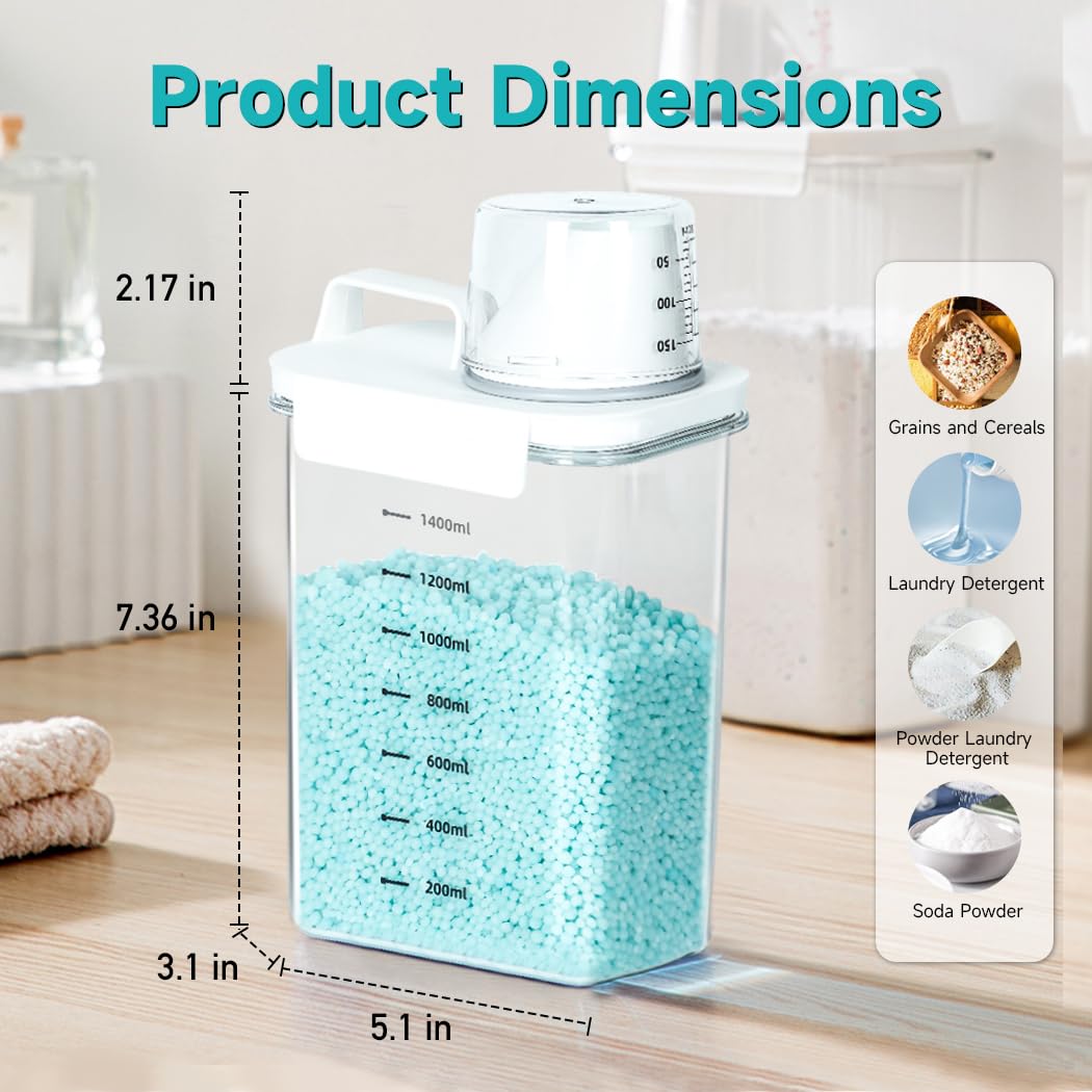 Tokokimo Laundry Detergent Dispenser, Laundry Powder Container, Laundry Scent Booster Beads Dispenser for Laundry Room Organization and Storage, Suitable for Powder, Laundry Detergent