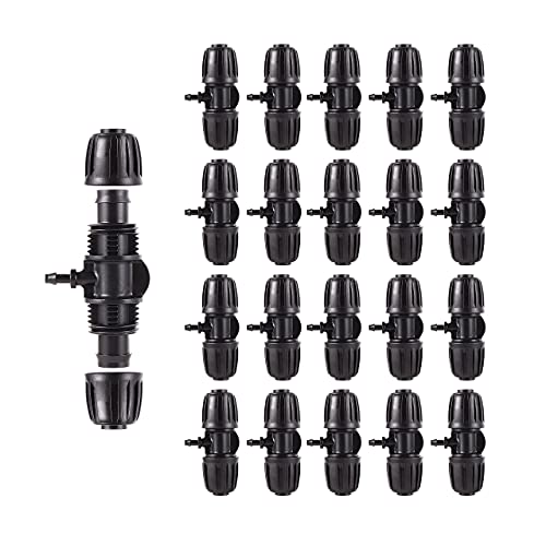 Barbed Tee ļ¼Barb Stone 1/2 inch to 1/4 inch Irrigation Tube Anti-Drop Premium Quality Fitting (1/2" ID x 0.60āā-0.63" OD) -20 PCS Tee