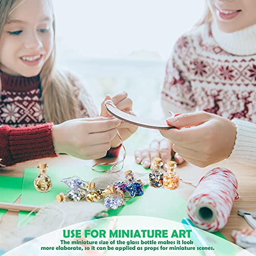 100 Pieces Small Mini Glass Bottles Jars with Cork Stopper Set Tiny Empty Refillable Wishing Bottles Drifting Bottles with Eye Screws Funnels and Rope for DIY Crafts Bead Containers, 10 Shapes