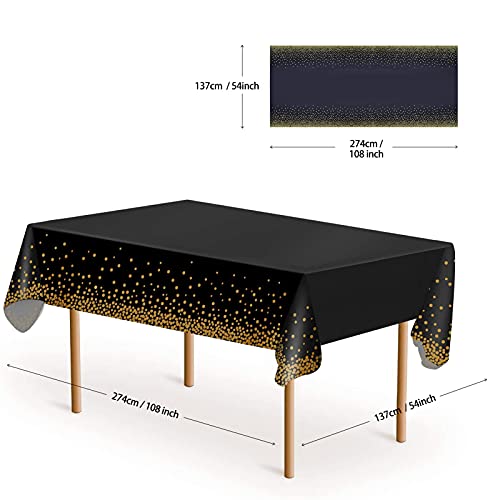 Toplive 4 Pack Plastic Tablecloths for Rectangle Tables, 54βx 108β Disposable Party Table Cloths Rectangular Tables Covers for Birthday Thanksgiving Christmas Wedding Anniversary-Black
