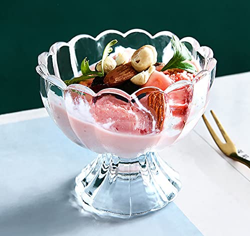 Lawei 6 Pack Glass Dessert Bowls - 5 Oz Glass Ice Cream Cups Mini Trifle Footed Dessert Bowls for Dessert, Sundae, Ice Cream, Salad, Cocktail, Condiment, Trifle