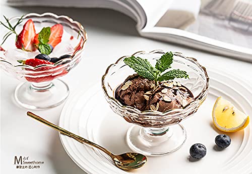 Lawei 6 Pack Glass Dessert Bowls - 5 Oz Glass Ice Cream Cups Mini Trifle Footed Dessert Bowls for Dessert, Sundae, Ice Cream, Salad, Cocktail, Condiment, Trifle