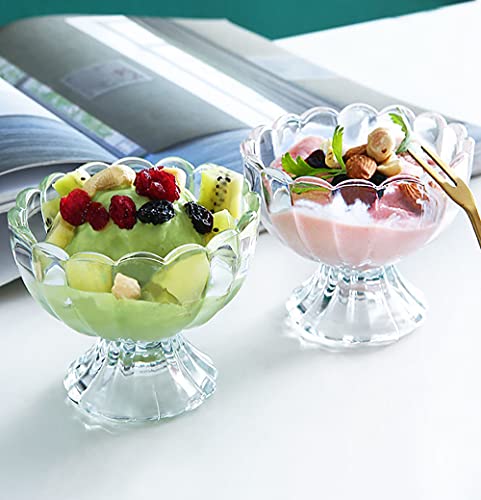 Lawei 6 Pack Glass Dessert Bowls - 5 Oz Glass Ice Cream Cups Mini Trifle Footed Dessert Bowls for Dessert, Sundae, Ice Cream, Salad, Cocktail, Condiment, Trifle