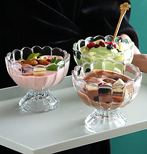 Lawei 6 Pack Glass Dessert Bowls - 5 Oz Glass Ice Cream Cups Mini Trifle Footed Dessert Bowls for Dessert, Sundae, Ice Cream, Salad, Cocktail, Condiment, Trifle