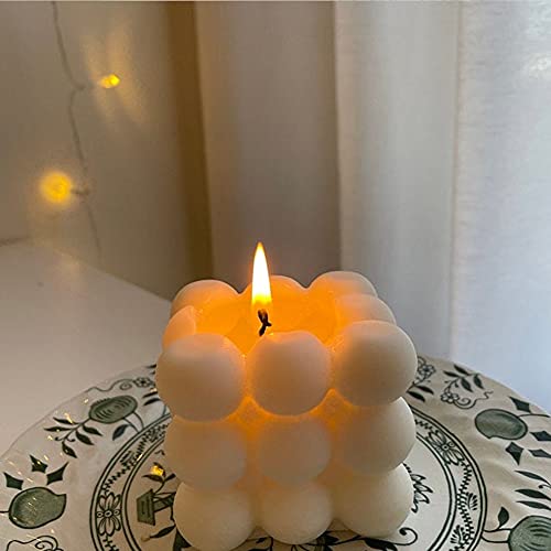 Hygge & Cwtch Bubble Candle | Handmade Soy Cube Candles Danish Pastel Room Decor Aesthetic Scented Aromatherapy Cute Shaped Decorations (Vanilla Cream, 1-Pack)