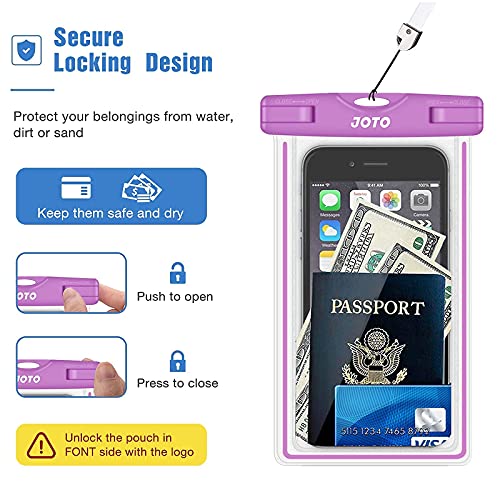 JOTO Universal Waterproof Pouch Cellphone Dry Bag Case Bundle with Universal Waterproof Case for Phones up to 7.0"