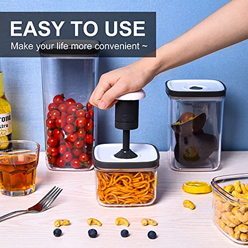 KALAR Vacuum Sealer Airtight Food Storage Containers with lids,Vacuum Sealed Containers for Food,Reusable&Stackable Airtight Containers Set, Great for Marinating Meat & Food-3pc(Grey)