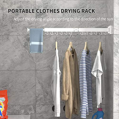 BESTHLS Wall Mounted Portable Clothes Drying Rack with Space Saver Clothes Hangers Design Universal for Balcony Mudroom Bedroom Kitchen Foldable Laundry Rack (2-Pole White)