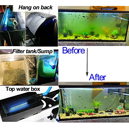 OsAtNb Aquarium 3W UV Water Clean Light Green Alage Clear 3inch Submersible Fish Tank UVC Light for Fish Tank Sump Pump Swim Pool