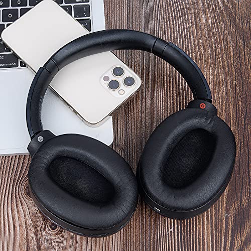 SOULWIT Replacement Earpads Cushions for Sony WH-1000XM2 (WH1000XM2) & MDR-1000X (MDR1000X) Headphones, Ear Pads with Noise Isolation Memory Foam, Added Thickness (Black)