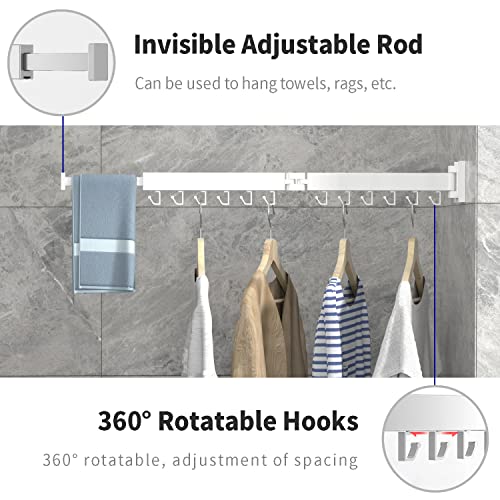 BESTHLS Wall Mounted Portable Clothes Drying Rack with Space Saver Clothes Hangers Design Universal for Balcony Mudroom Bedroom Kitchen Foldable Laundry Rack (2-Pole White)