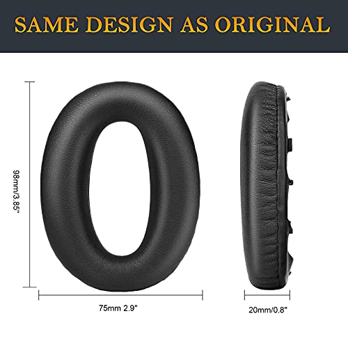 SOULWIT Replacement Earpads Cushions for Sony WH-1000XM2 (WH1000XM2) & MDR-1000X (MDR1000X) Headphones, Ear Pads with Noise Isolation Memory Foam, Added Thickness (Black)