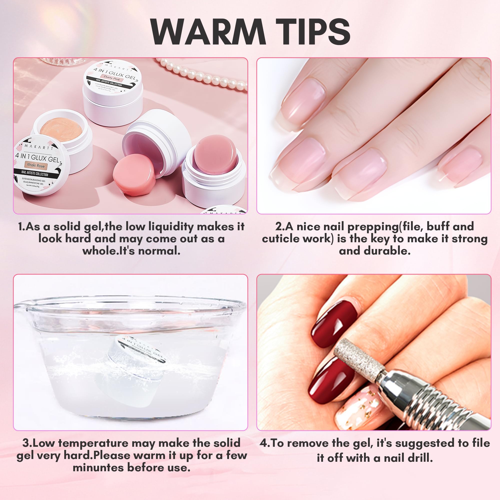 Makartt Solid Gel Builder: 15ML Non-sticky to Hands, White Shimmers Color for Extension 3d Sculpting Nail Art, Hard Gels Molding for Nails UV/LED Lamp Required Pearl Drift