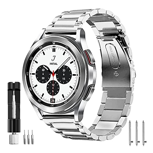 SPGUARD Galaxy Watch 5 Band Pro 45mm/44/40 & Galaxy Watch 4 Band Watch 4 Classic 42mm/46mm 20mm Metal Bands Compatible with Samsung Galaxy Watch5/4 for Men Women Steel Bands Strap(Silver)