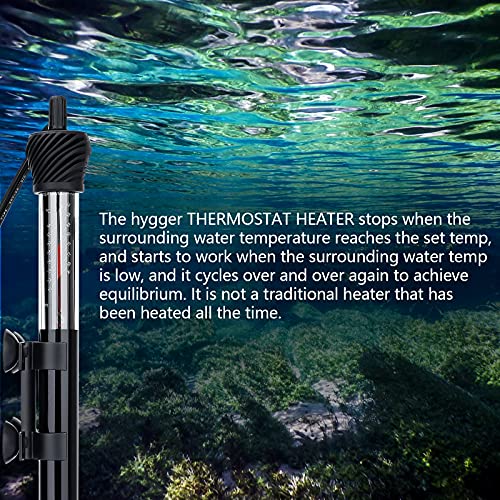 hygger ETL Certification Aquarium Heater, 50W/100W/200W/300W Submersible Fish Tank Thermostat Heater with Adjust Knob Suction Cup for Small Betta Coral Saltwater and Freshwater