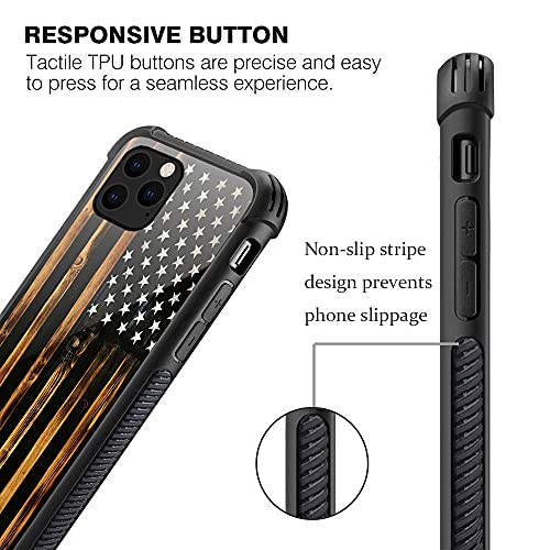 iPhone 11 Case, Classic Wood Grain Old Flag iPhone 11 Cases for Man Boys Girls Dual Layer Shockproof Rugged Cover Soft TPU + Hard PC Bumper Cool Cover Case for iPhone 11