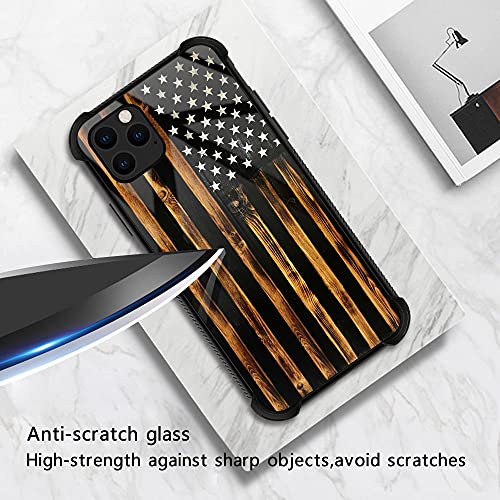 iPhone 11 Case, Classic Wood Grain Old Flag iPhone 11 Cases for Man Boys Girls Dual Layer Shockproof Rugged Cover Soft TPU + Hard PC Bumper Cool Cover Case for iPhone 11