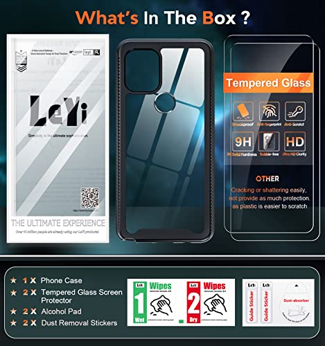 LeYi for Moto G Stylus 5G Case(2021), Motorola G Stylus 5G Case with 2 Tempered Glass Screen Protector, Full-Body Shockproof Bumper Rugged Hybrid Clear Phone Case for Moto G Stylus 5G, Black/Clear