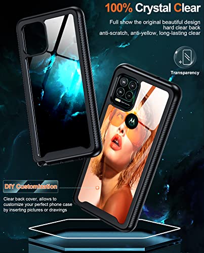 LeYi for Moto G Stylus 5G Case(2021), Motorola G Stylus 5G Case with 2 Tempered Glass Screen Protector, Full-Body Shockproof Bumper Rugged Hybrid Clear Phone Case for Moto G Stylus 5G, Black/Clear