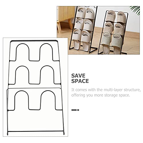 Cabilock 3 Tiers Shoes Rack Entryway Shoes Storage Organizer Metal Slippers Shelf Shoes Stand Space Saving Shoes Storage Shelf for Entryway Living Room Bathroom Black