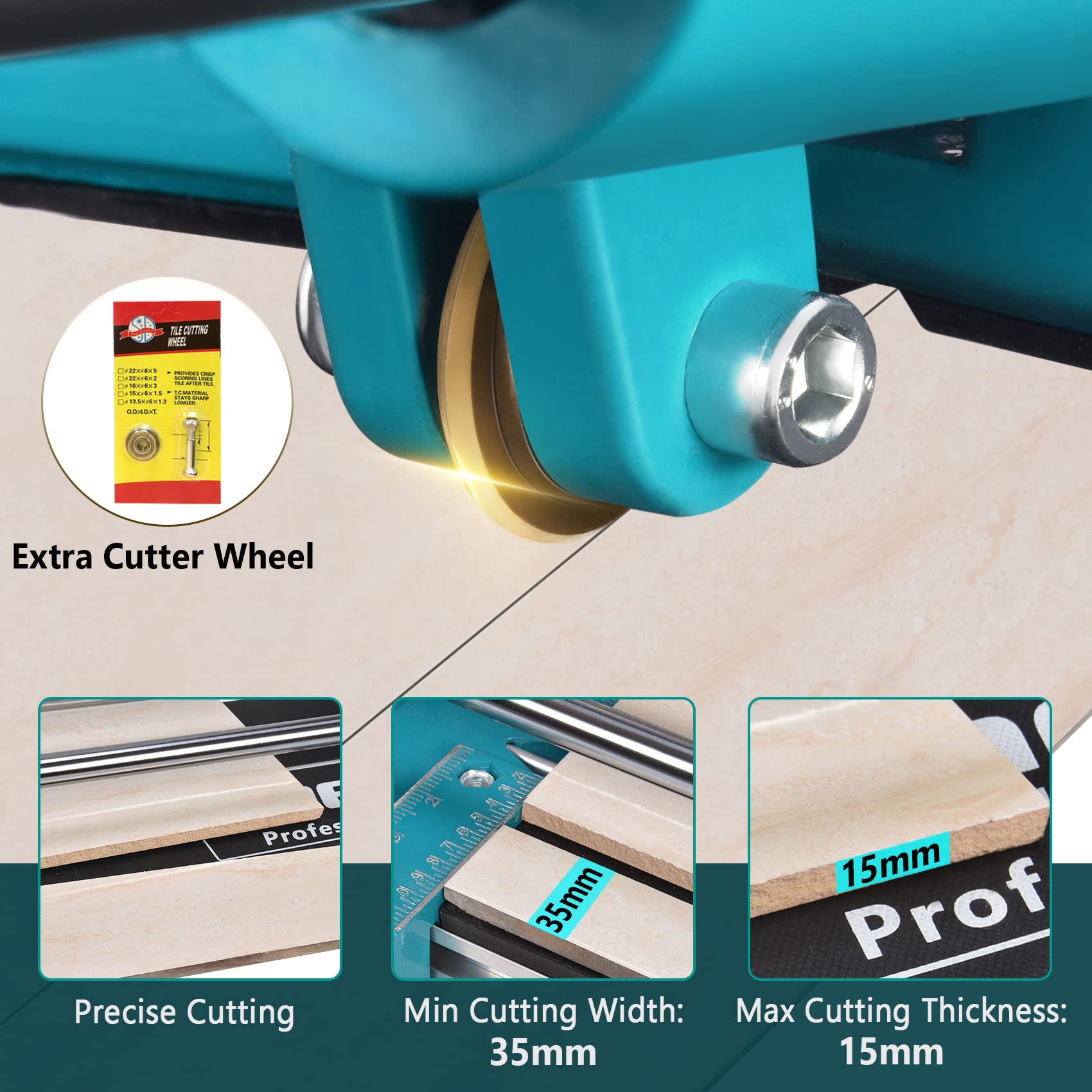 Seeutek 17 Inch Manual Tile Cutter Tools With Tungsten Carbide Scoring Wheel for Porcelain Ceramic Floor Tile Cutter Adjustable Laser Guide with Spare Cut Wheel