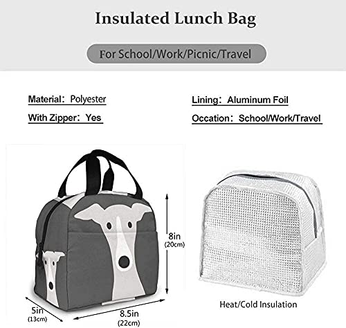 Lunch Bag Greyhound Italian Cute Whippet Dog Lunch Box Insulated Bag Tote Bag For Men/Women Work Travel