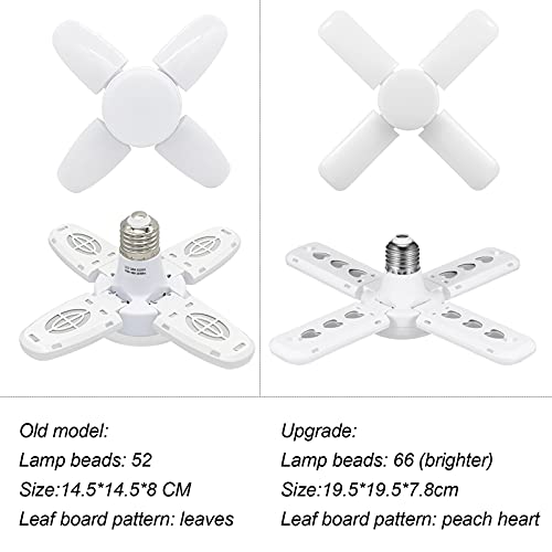 GoolRC 4 Pack LED Garage Lights, 48W 6000LM 6500K E27/B22 LED Garage Ceiling Lights with 4 Adjustable Panels for Garages, Workshop,Indoor, Outdoor