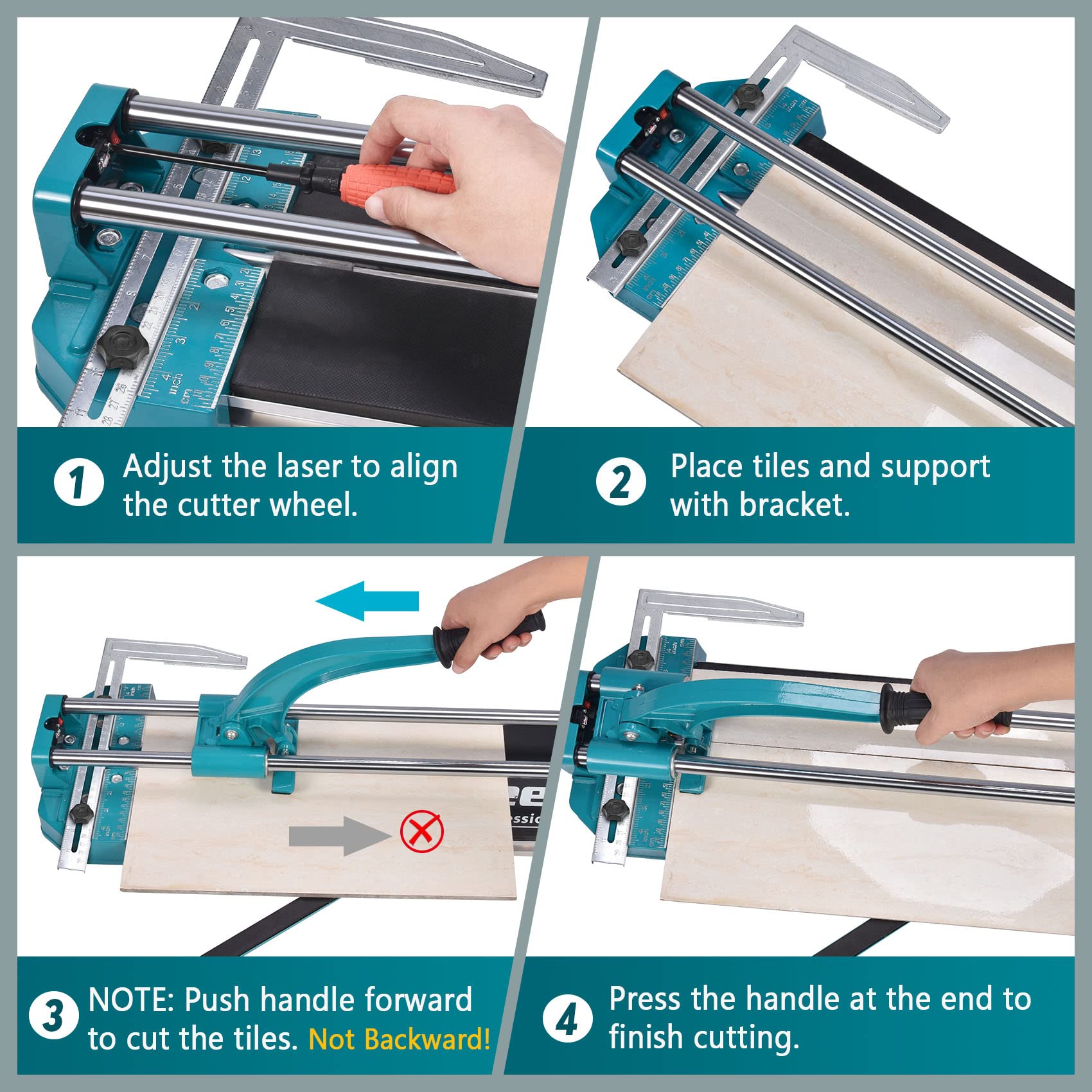 Seeutek 17 Inch Manual Tile Cutter Tools With Tungsten Carbide Scoring Wheel for Porcelain Ceramic Floor Tile Cutter Adjustable Laser Guide with Spare Cut Wheel