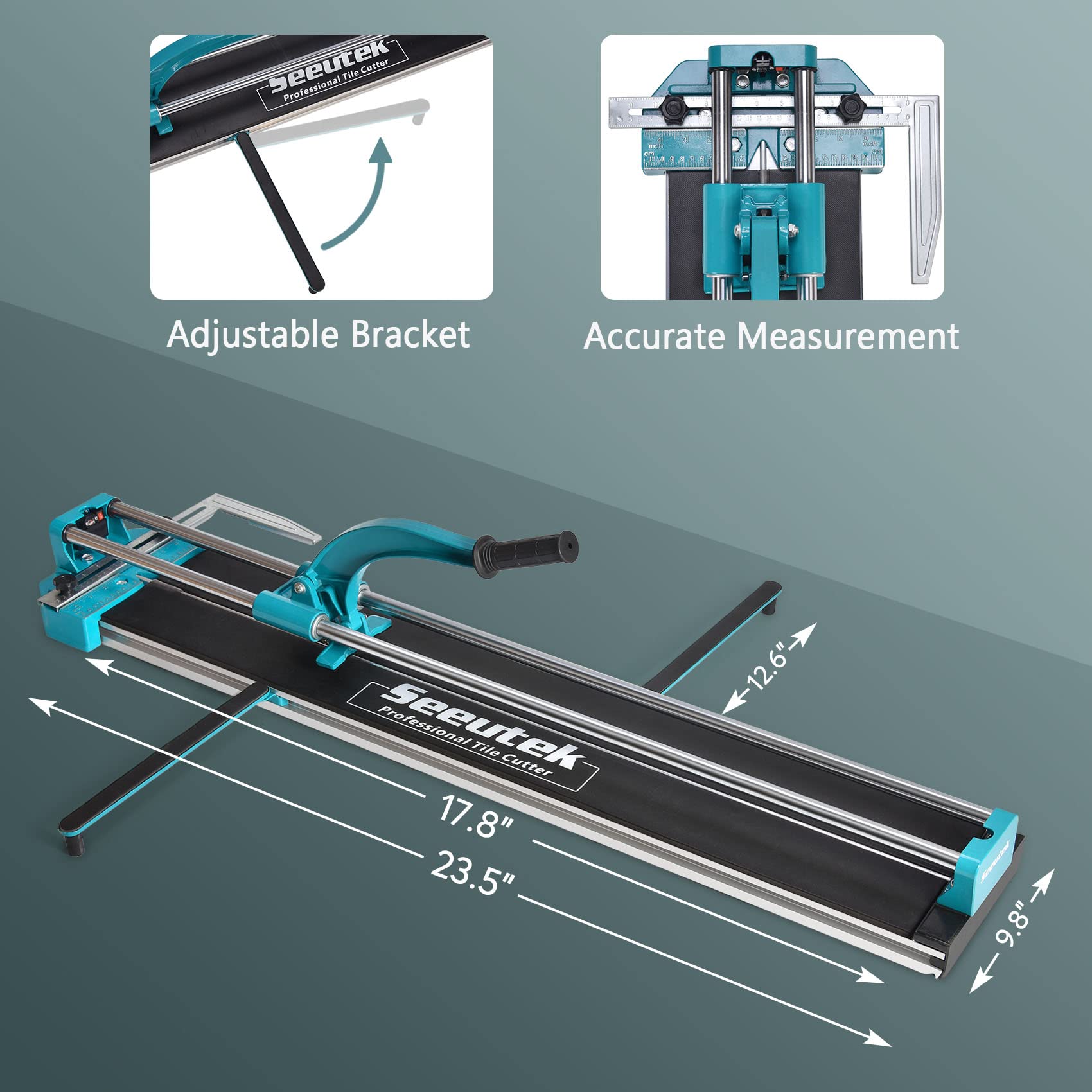 Seeutek 17 Inch Manual Tile Cutter Tools With Tungsten Carbide Scoring Wheel for Porcelain Ceramic Floor Tile Cutter Adjustable Laser Guide with Spare Cut Wheel