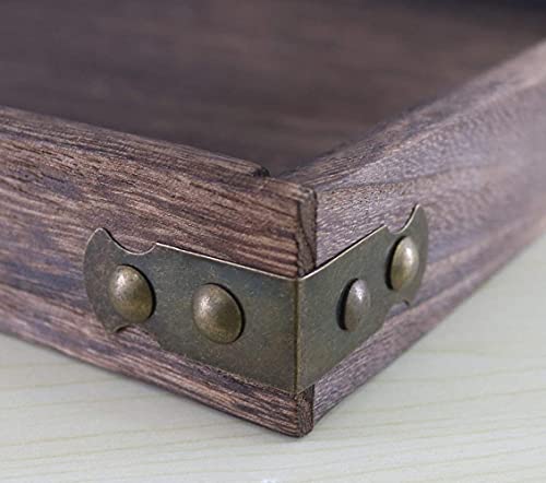 12.5 Inch Little Storage Tray with Handles, Wood Serving Tray, Decorative Nesting Tray for Cups, Remotes