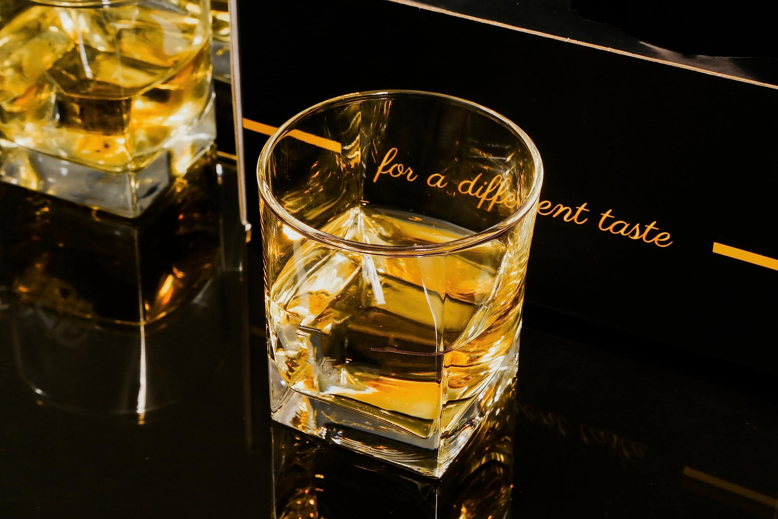 Crystal Whiskey Glasses Set of 4, Luxury Gift box set for Men, Old Fashioned 10.5 Oz Heavy Base, Bourbon Scotch Cognac Cocktail Whisky Gin Rum Liqueur Drinking Lowball Rock Tumbler Barware set