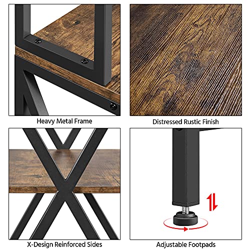 Yaheetech Kitchen Bakers Rack with Storage, 5-Tier Microwave Oven Stand Shelf Coffee Bar, Freestanding Utility Kitchen Storage Rack with X Designed Metal Support, 35.5 x 16 x 65 inches, Rustic Brown