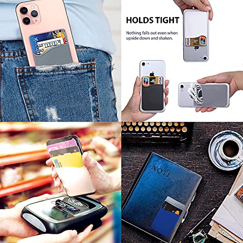 Tek Styz PRO Stick on Wallet Works for Zen Mobile Admire Fab with Room for 3 Cards/ID/Money 3pack (Blue,Green,Pink)