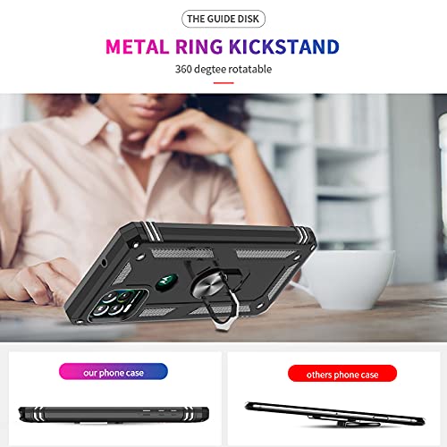 Moto G Stylus 5G Case, Motorola G Stylus 5G Case with [2 Pack] Tempered Glass Screen Protector, LeYi [Military Grade] Protective Phone Case Cover with Kickstand Ring for Motorola G Stylus 5G, Black