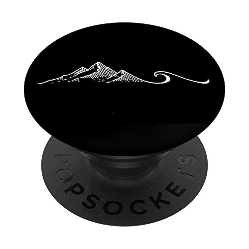 Cool Mountains Moon Watercolor Design on Black PopSockets Swappable PopGrip