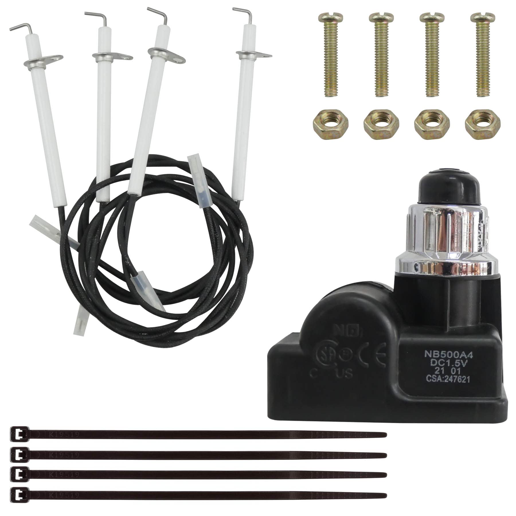 YIGUCS Grill Igniter Kit Fit for Blackstone 36 Inch Griddle, 4 Outlet Electronic Push Button Electronic Igniter Replacement Spark Plug Kit