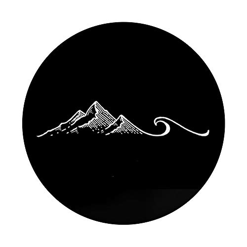 Cool Mountains Moon Watercolor Design on Black PopSockets Swappable PopGrip