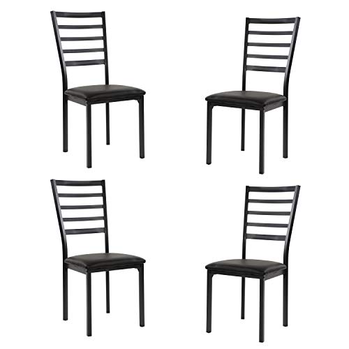 Lexicon Arin Faux Leather Metal Frame Dining Chairs (Set of 4), 19" SH, Black
