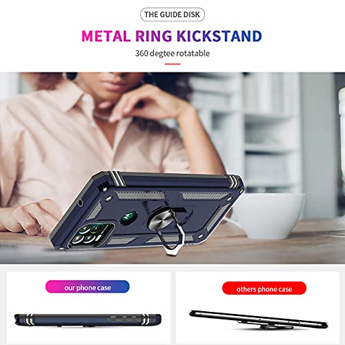 Moto G Stylus 5G Case, Motorola G Stylus 5G Case with [2 Pack] Tempered Glass Screen Protector, LeYi [Military Grade] Protective Phone Case Cover with Kickstand Ring for Motorola G Stylus 5G, Blue