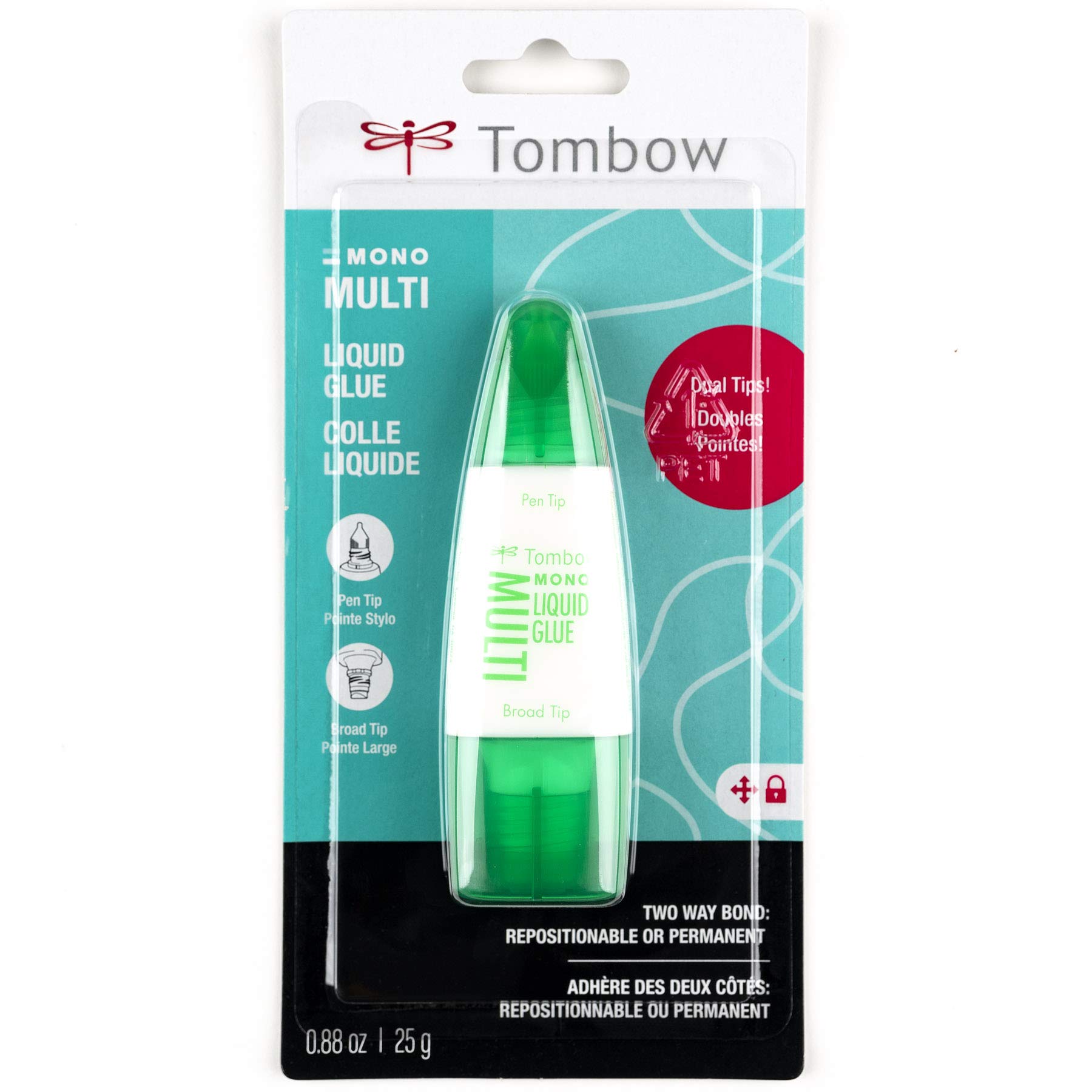 Tombow 62191 MONO Multi Liquid Glue, 0.88 Ounce, 1-Pack. Multi-Purpose Glue with Dual Tip Dispenser for Precise to Full Coverage Application