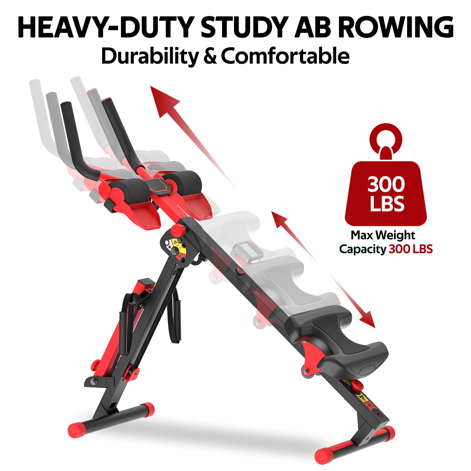 4 in 1 Rowing Machine with Adjustable Resistance Bands, Multifunction Rower Abdominal Fitness Equipment, Full Body Workout Machine for Home Gym