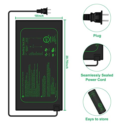 2 Pack 21W Seedling Heat Mat for Seed Starting,10" x 20.75" Waterproof Heating Pad for Indoor Plants Germination