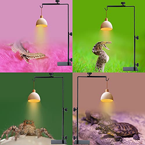 Patioer Reptile Lamp Stand Pet Lamp Bracket Adjustable Metal Floor Light Lamp Holder Lamp Support for Reptile Succulent Plants Glass Terrarium Heating Light, Small Size