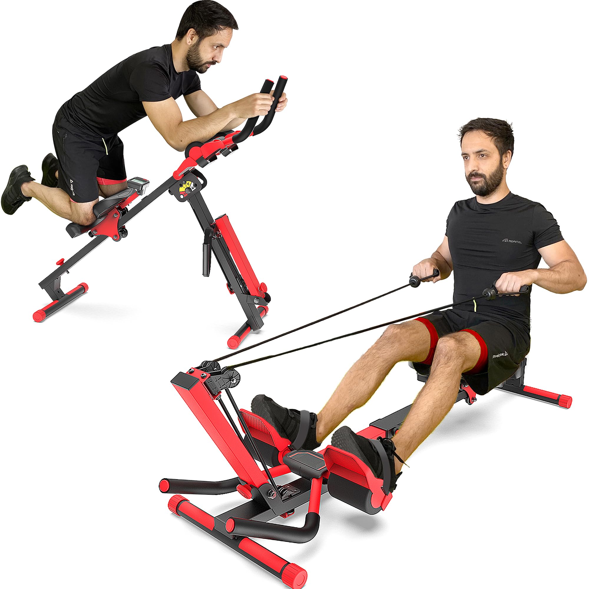 4 in 1 Rowing Machine with Adjustable Resistance Bands, Multifunction Rower Abdominal Fitness Equipment, Full Body Workout Machine for Home Gym