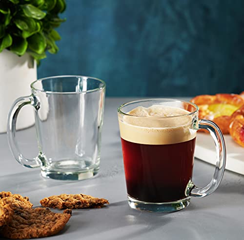 Godinger Coffee Mugs, Italian Made Glass Coffee Mug, Hot Beverage Tea Cups, Glass Cups, Drinking Glasses - 10oz, Set of 4
