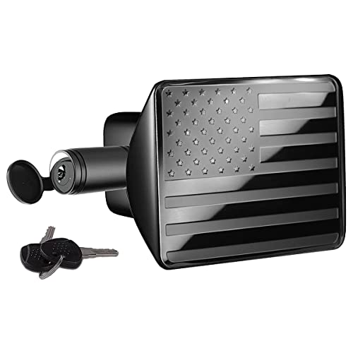 American Flag Metal Trailer Hitch Cover for 2 inch Receivers(with 5/8-Inch Pin Diameter Trailer Hitch Lock )