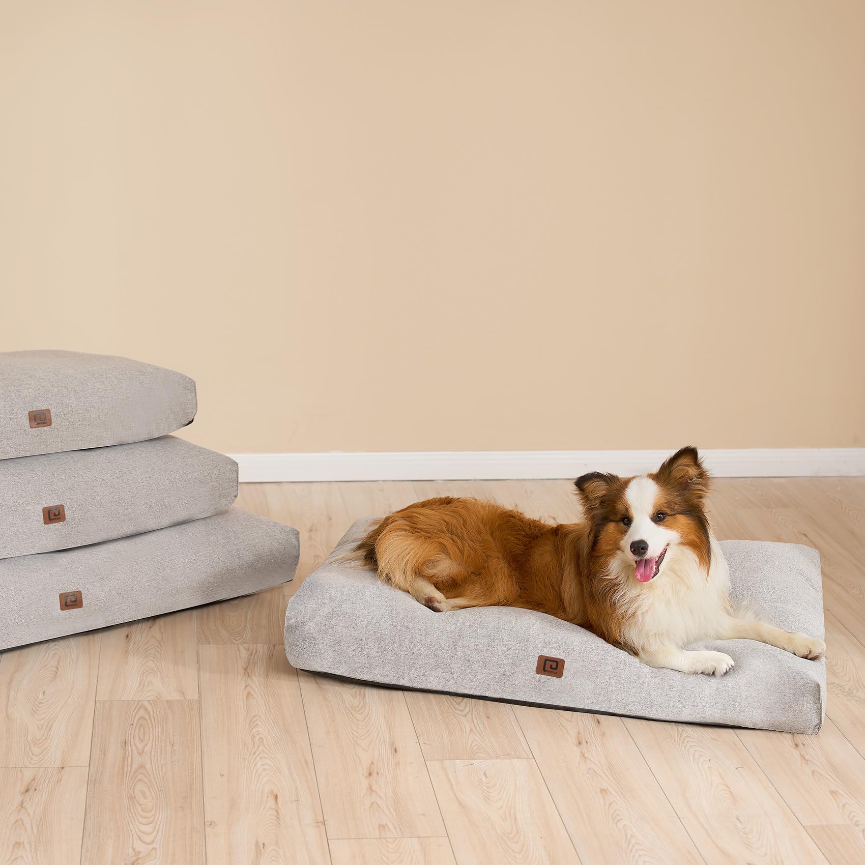 EHEYCIGA Extra Large Waterproof Orthopedic Shredded Memory Foam Dog Bed, 41x27, Grey