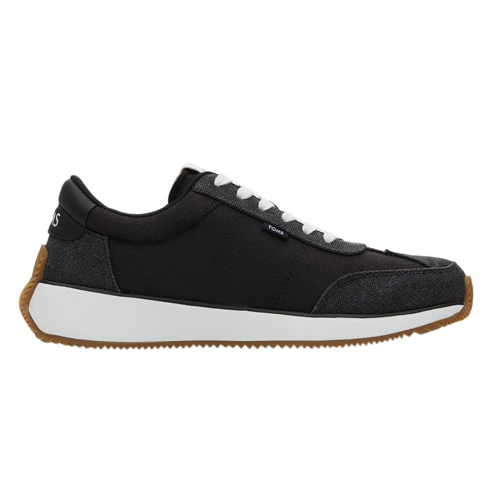 TOMS Women's Sneaker, Black Slubby Woven Washed Canvas, 10