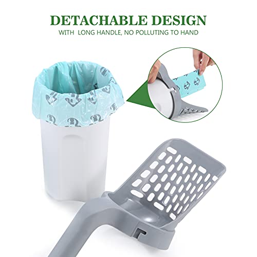 petizer Premium Cat Litter Scoop with 90 Count Refill Bags, Integrated Detachable Deep Cat Litter Shovel with Waste Container, Cat Litter Disposal System
