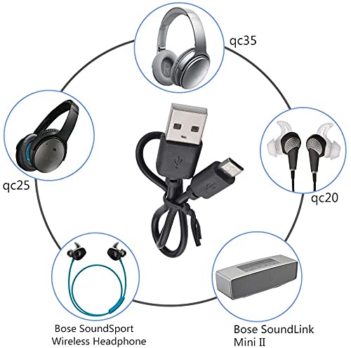 Replacement Charging Cable QC35 Charger Cable Power Cord Compatible with Bose QuietComfort 35 QC35II QC25 QC20 SoundLink II Over-Ear Wireless Headphones